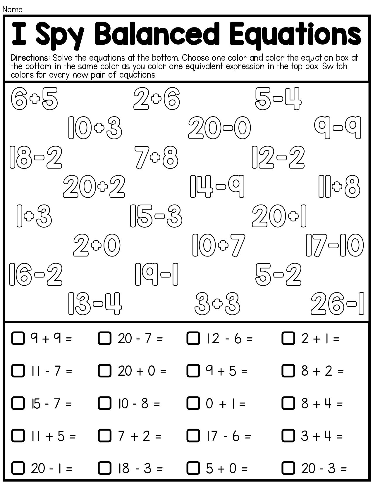 I Spy Math Printable Worksheets for Kids K-2 - Etsy