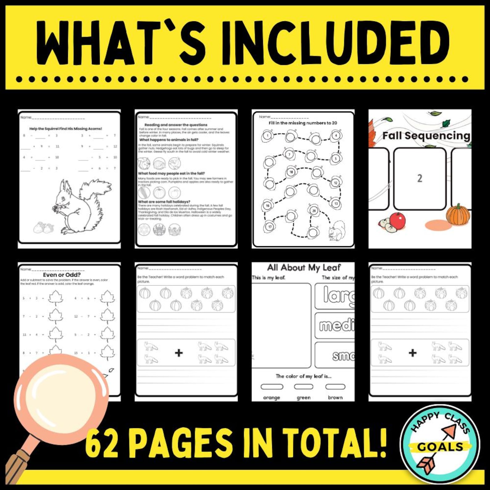 Fall Activity Pack | Math, Ela, Science, Autumn Printables - Etsy