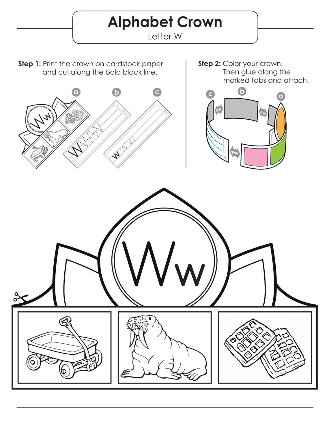 Alphabet Crowns | Trace and Color | A-Z - Etsy