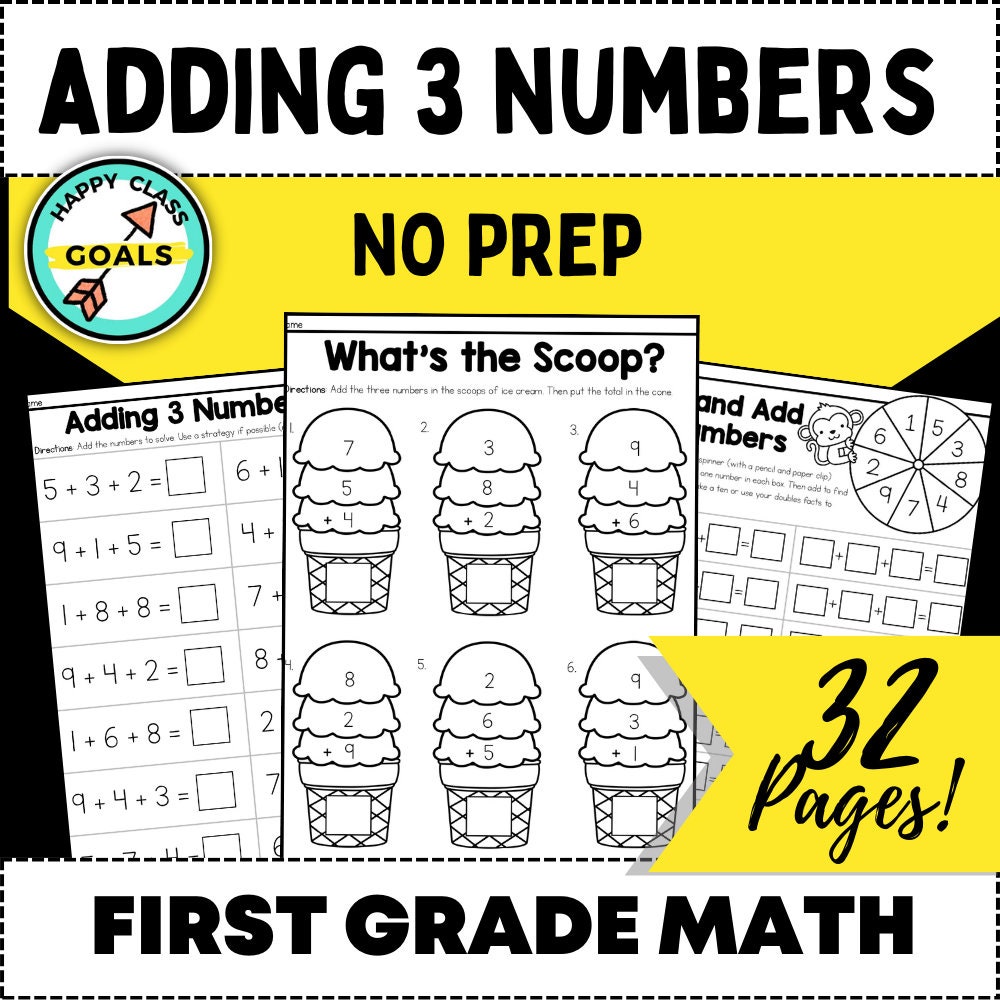Math Packets – Adding Three Numbers - Etsy