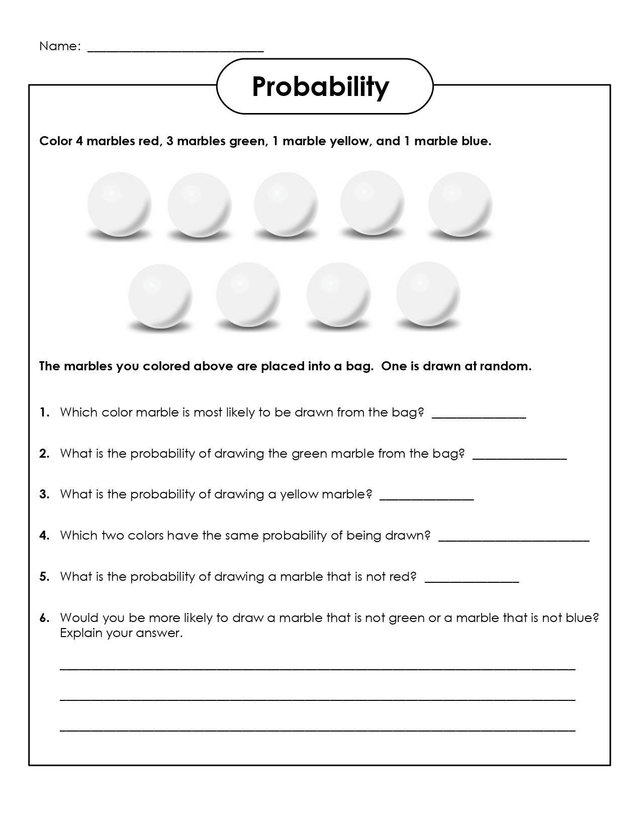Printable Probability Worksheets: Math Activities (PDF Pattern) - Etsy