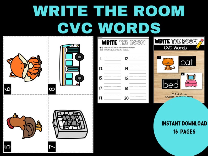 Write the Room Activity for First Grade | CVC Words - Etsy