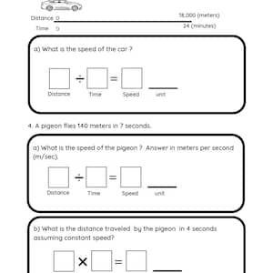 Speed, Distance, and Time Worksheets - Etsy