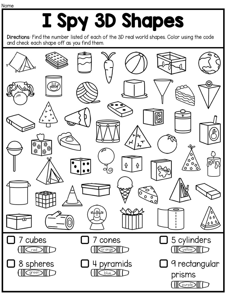 I Spy Math Printable Worksheets for Kids | K-2 - Etsy