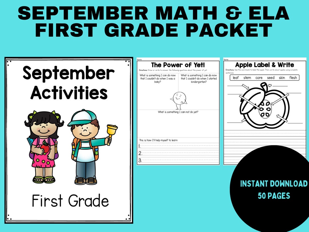 September Math and ELA Worksheet Activities for First Grade - Etsy