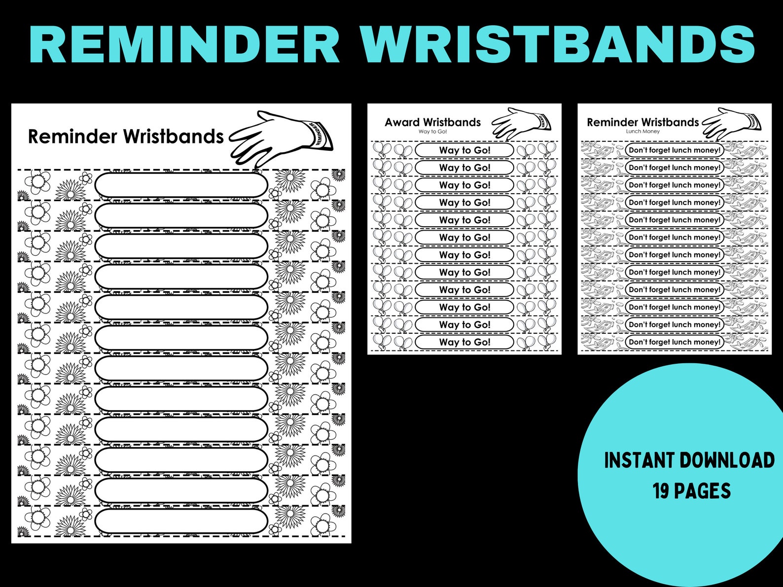 Printable Reminder Bracelets/wristbands - Etsy