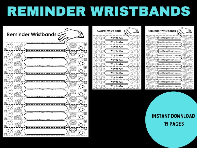 Printable Reminder Bracelets/wristbands - Etsy