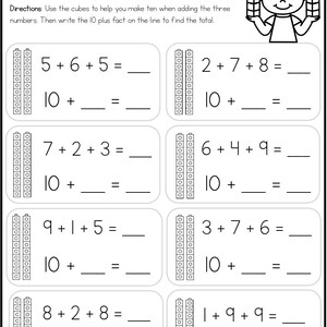 Math Packets – Adding Three Numbers - Etsy