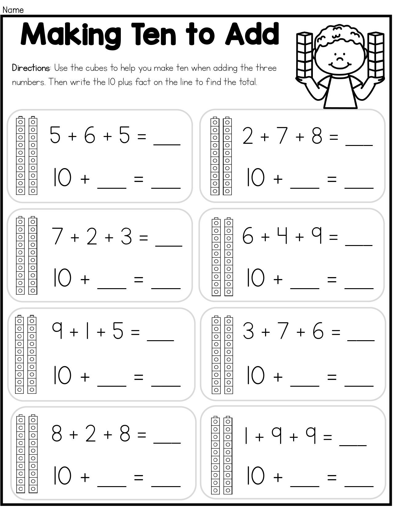 Math Packets – Adding Three Numbers - Etsy