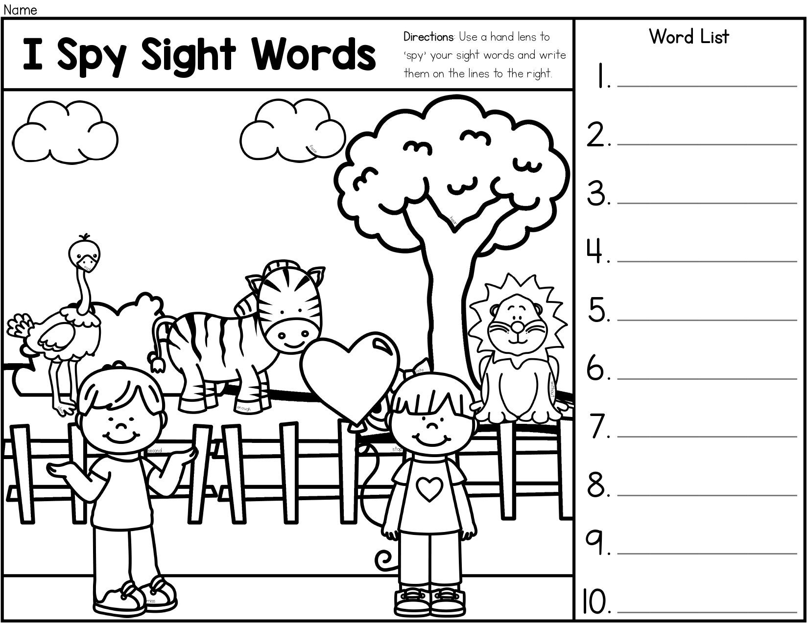 I Spy Hidden Sight Words 1-300 - Etsy