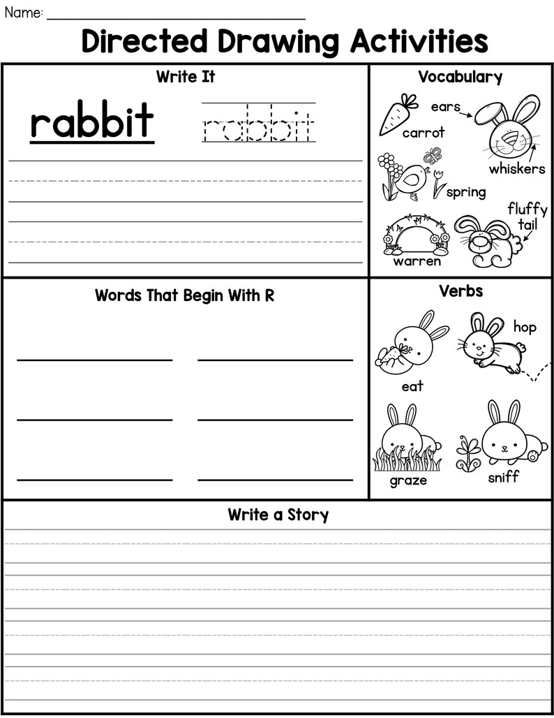 Animal Directed Drawing and Vocabulary Activity for Kids - Etsy