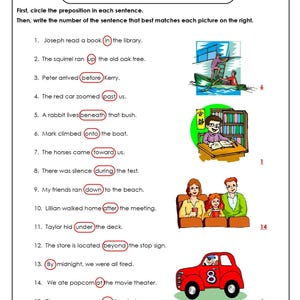 Preposition Worksheets: Printable Grammar Practice (answer Key) - Etsy