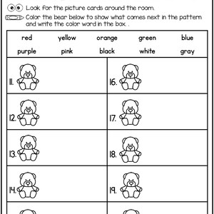 Write the Room Kindergarten Activity | Patterns - Etsy