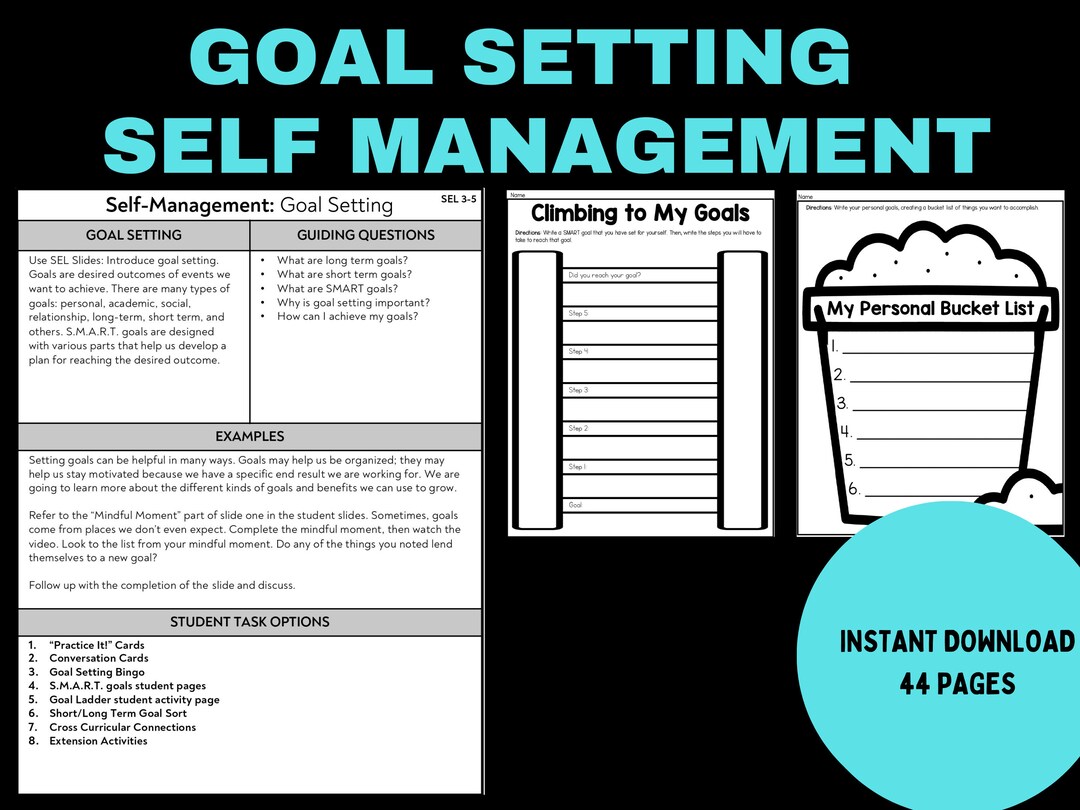 Goal Setting Packet | Social Emotional Learning | K-5 - Etsy