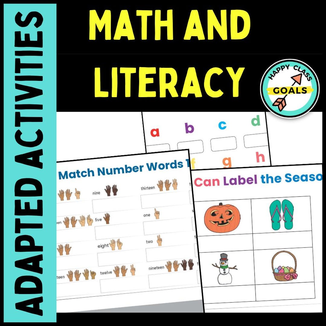 Math and Literacy IEP Work Adapted Activities for Special Education and ...