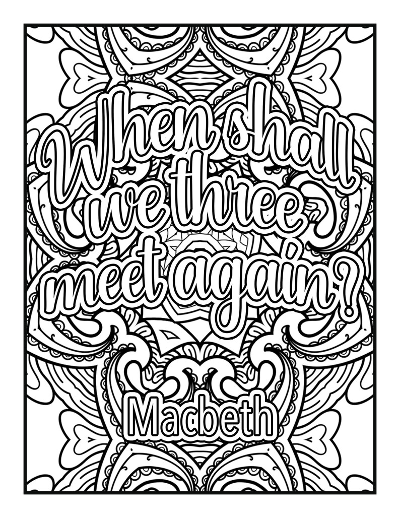 Shakespeare Coloring Pages | Quotes - Etsy Canada