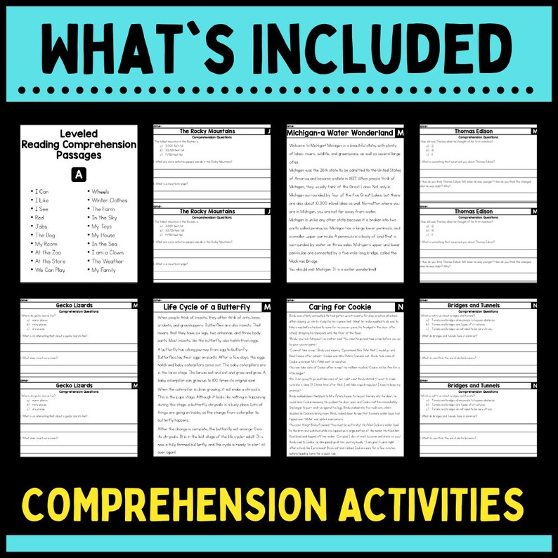 Leveled Reading Passages With Comprehension Questions | A-N - Etsy