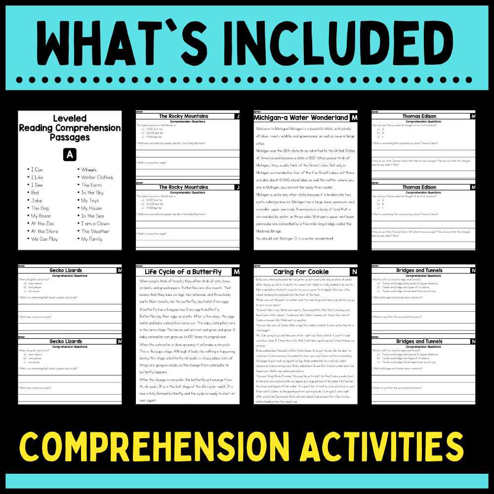 Leveled Reading Passages With Comprehension Questions | A-N - Etsy