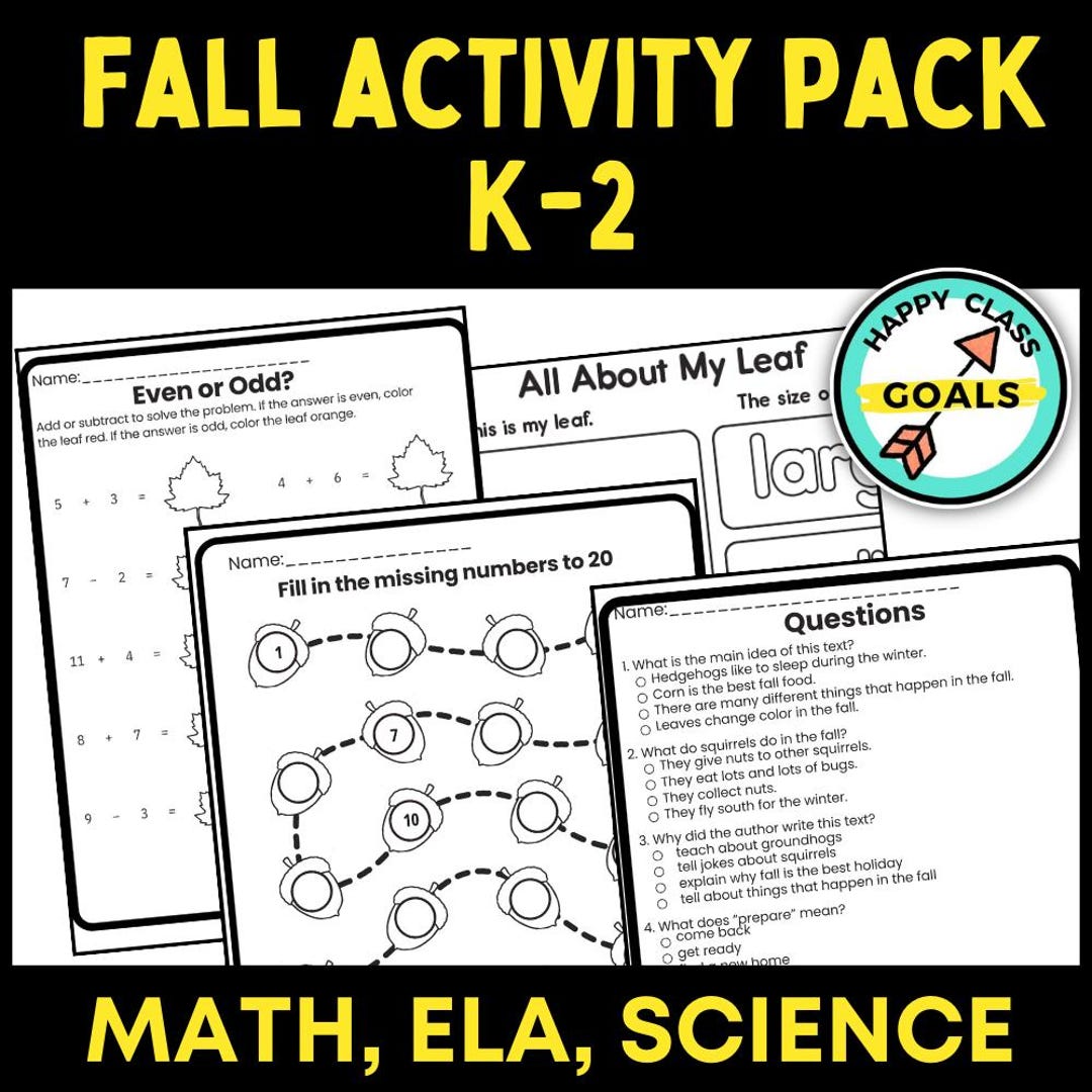 Fall Activity Pack | Math, Ela, Science, Autumn Printables - Etsy