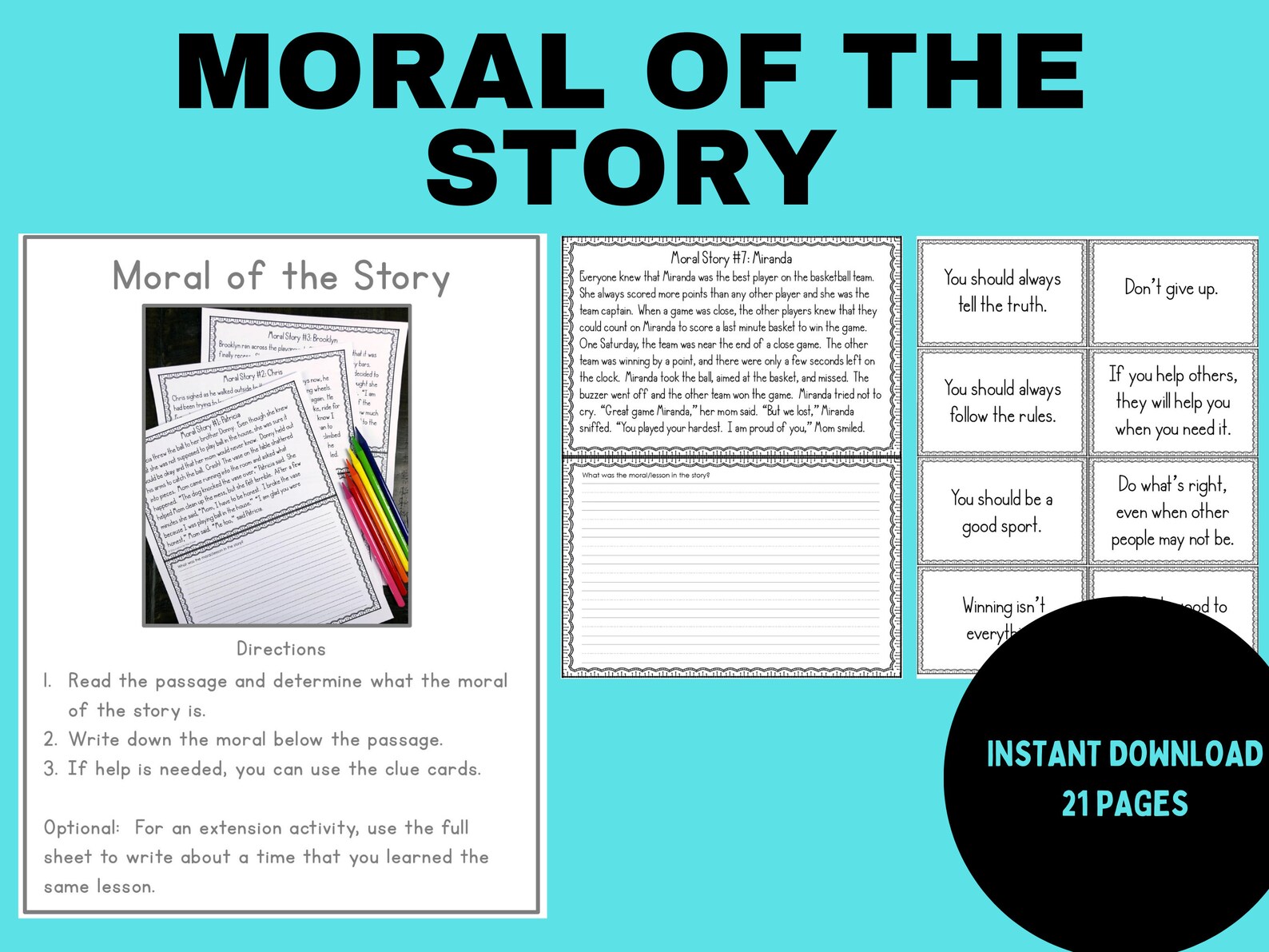 Moral of the Story | Second Grade Literacy Centers - Etsy