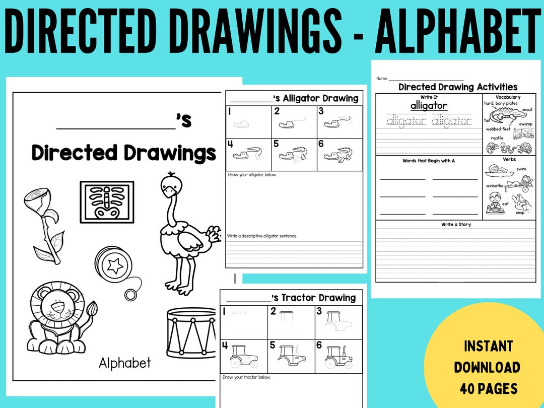 Directed Drawing and Vocabulary Activities - Alphabet - Etsy