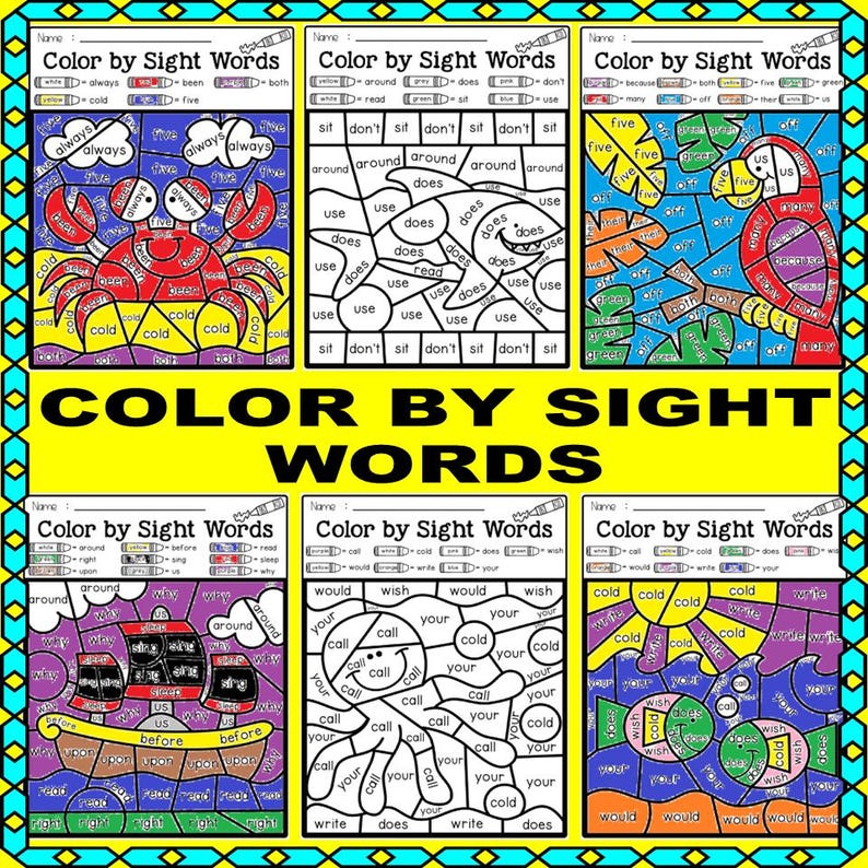 Color by Sight Words | Summer Theme | First and Second Grade - Etsy