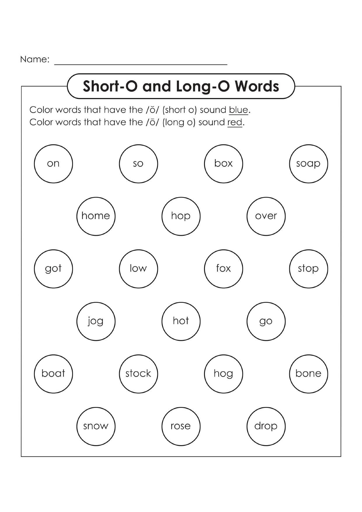 Long and Short O Worksheets | Science of Reading | Phonics Packet - Etsy