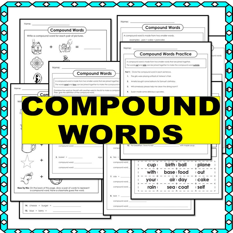 Compound Words Worksheets - Etsy