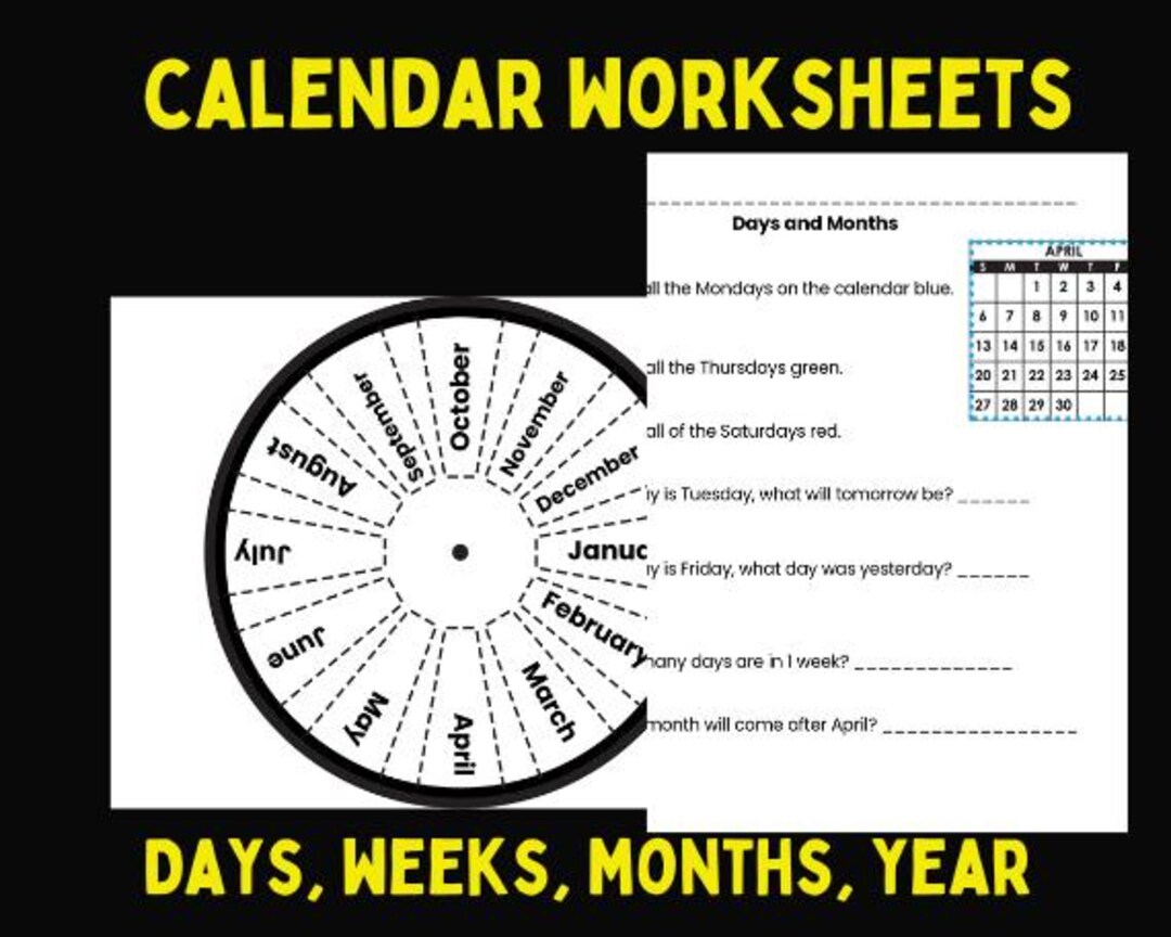 Calendar Worksheets | Weeks, Days, Months, Years Activity Worksheets - Etsy