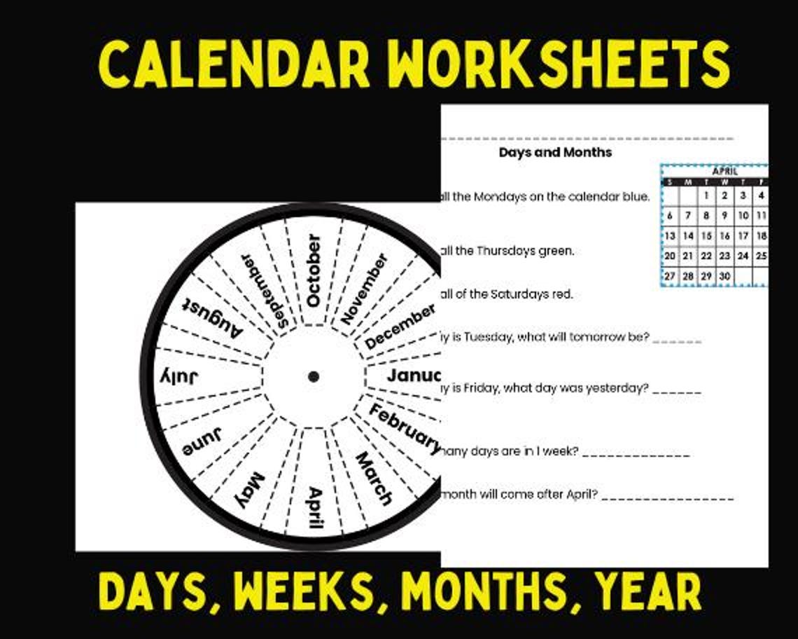 Calendar Worksheets | Weeks, Days, Months, Years Activity Worksheets - Etsy