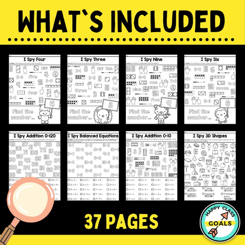 I Spy Math Printable Worksheets for Kids | K-2 - Etsy