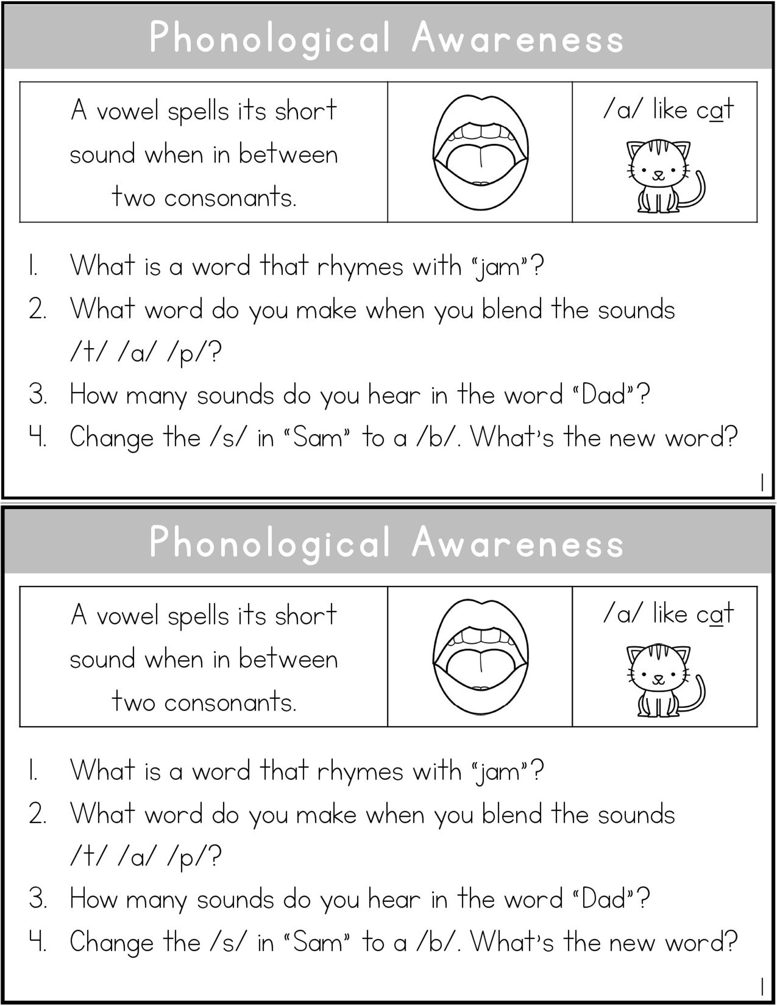 Decodables – Short Vowel A - Phonological Awareness Activities - Etsy