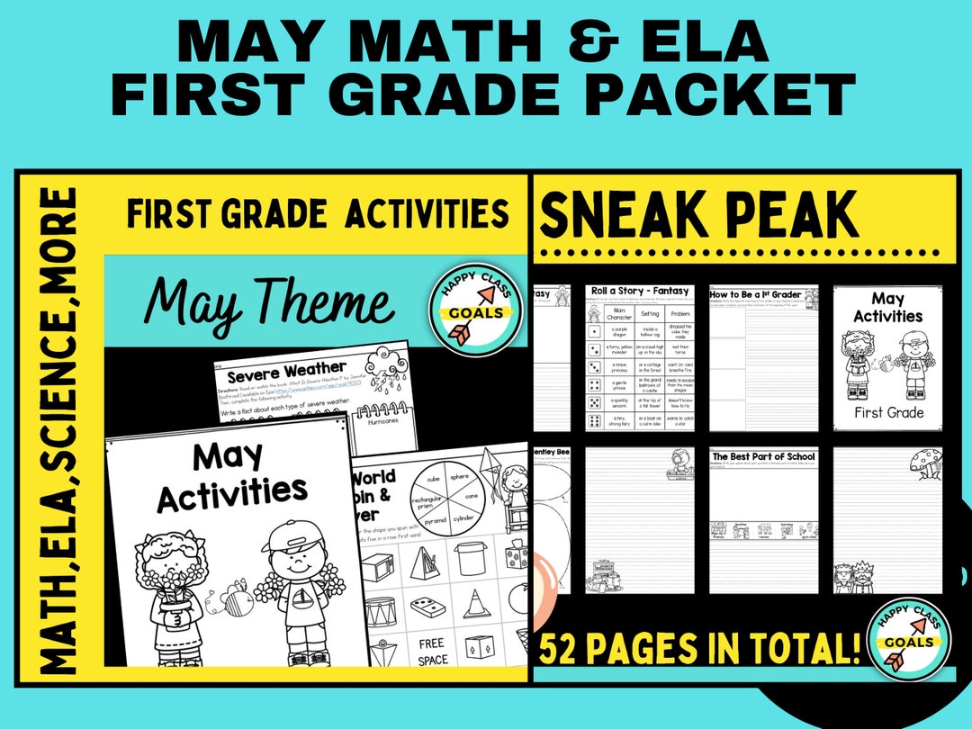 May Math and ELA Worksheet Activities for First Grade - Etsy