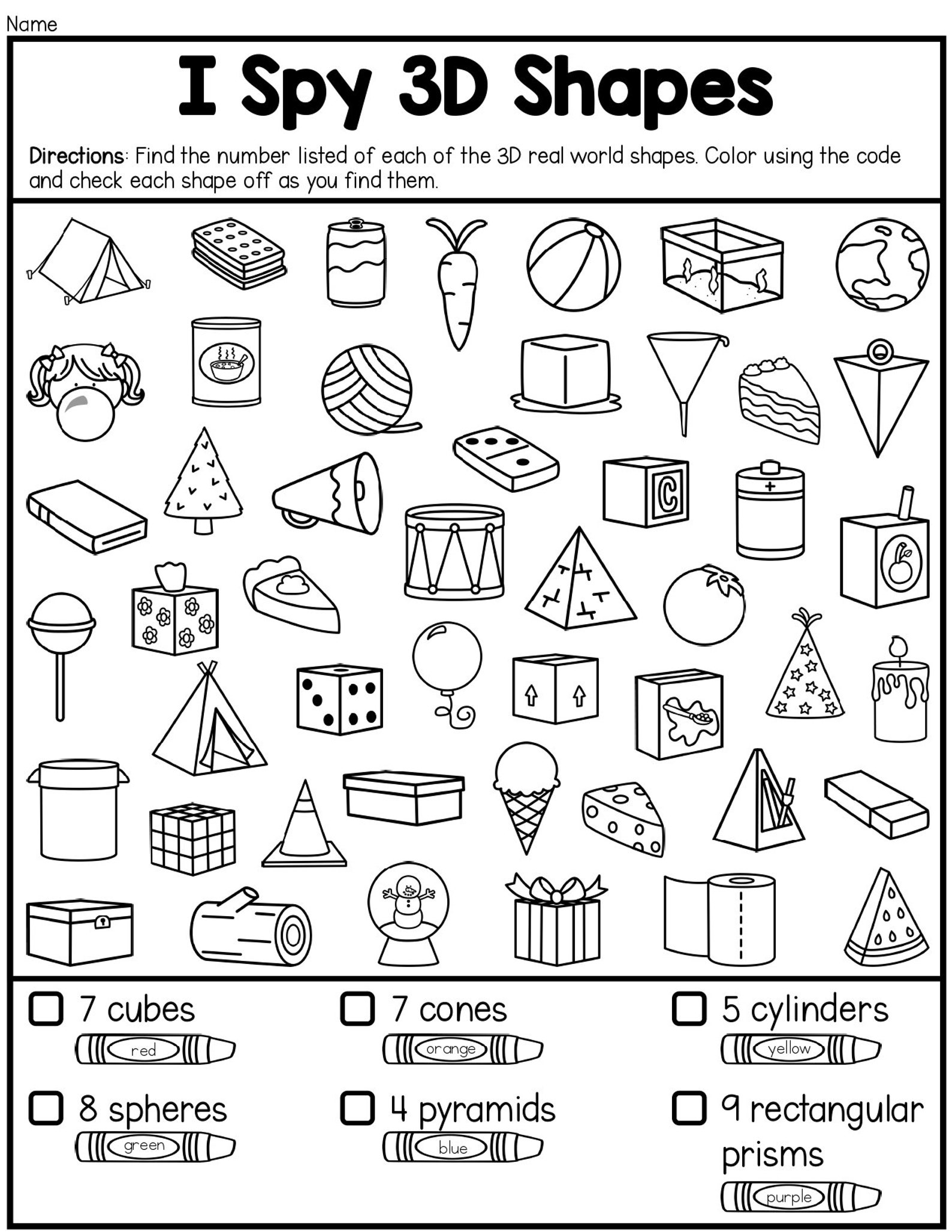 I Spy Math Printable Worksheets for Kids K-2 - Etsy