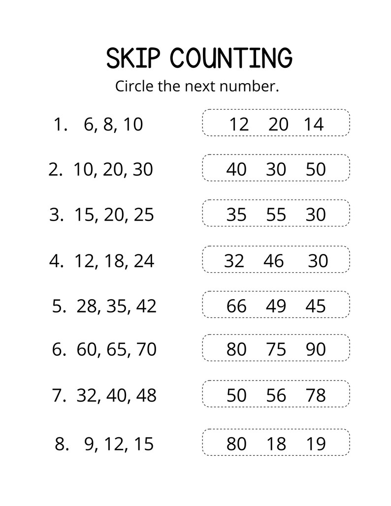 Skip Counting Worksheets - Etsy