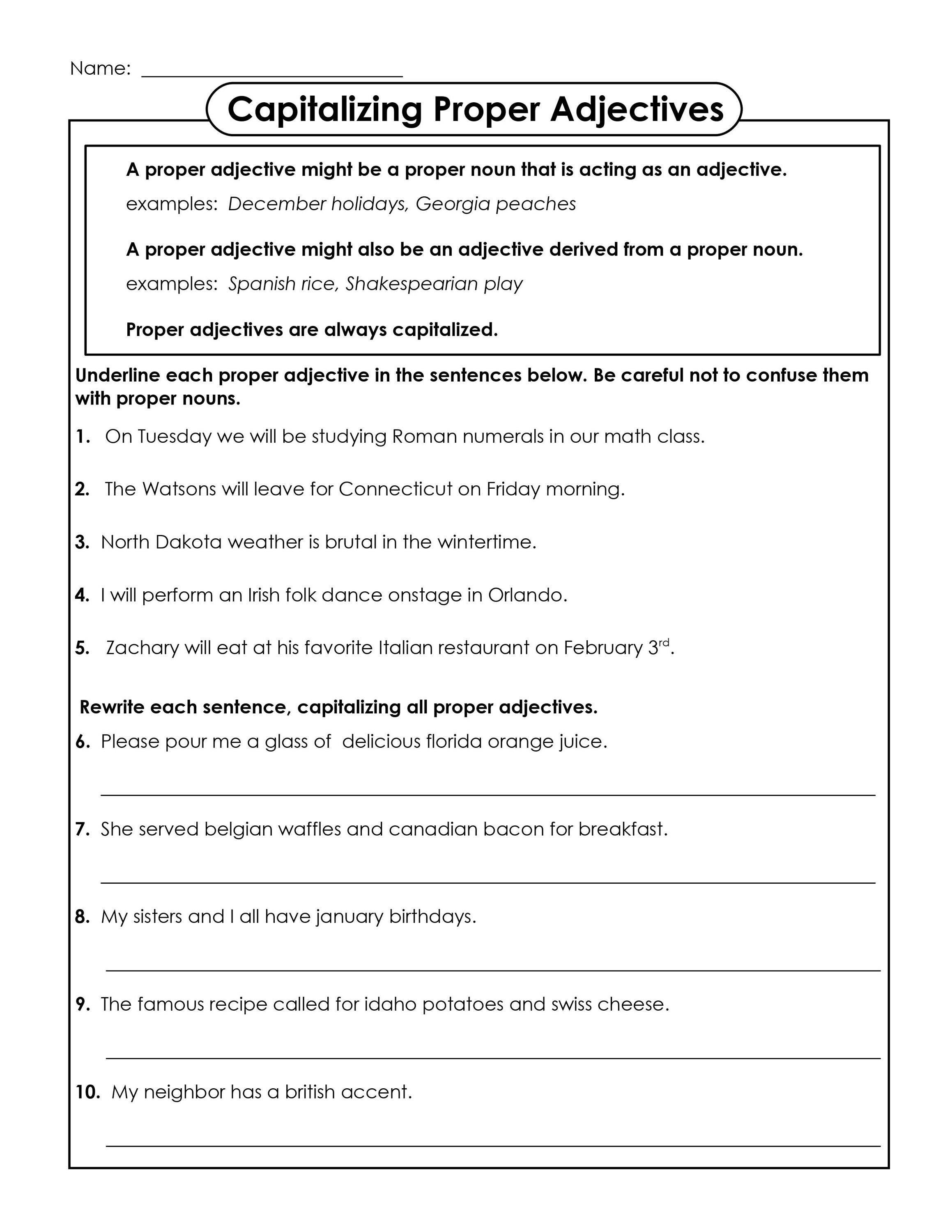 Adjectives Worksheets for Kids | Grammar & Writing Activities ...