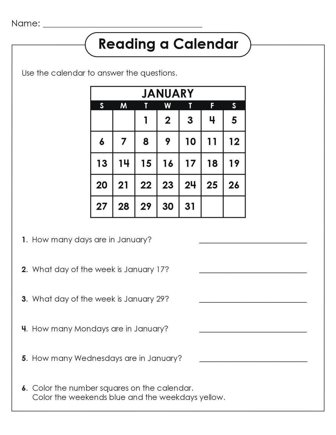Calendar Skills and Worksheets for Students - Etsy
