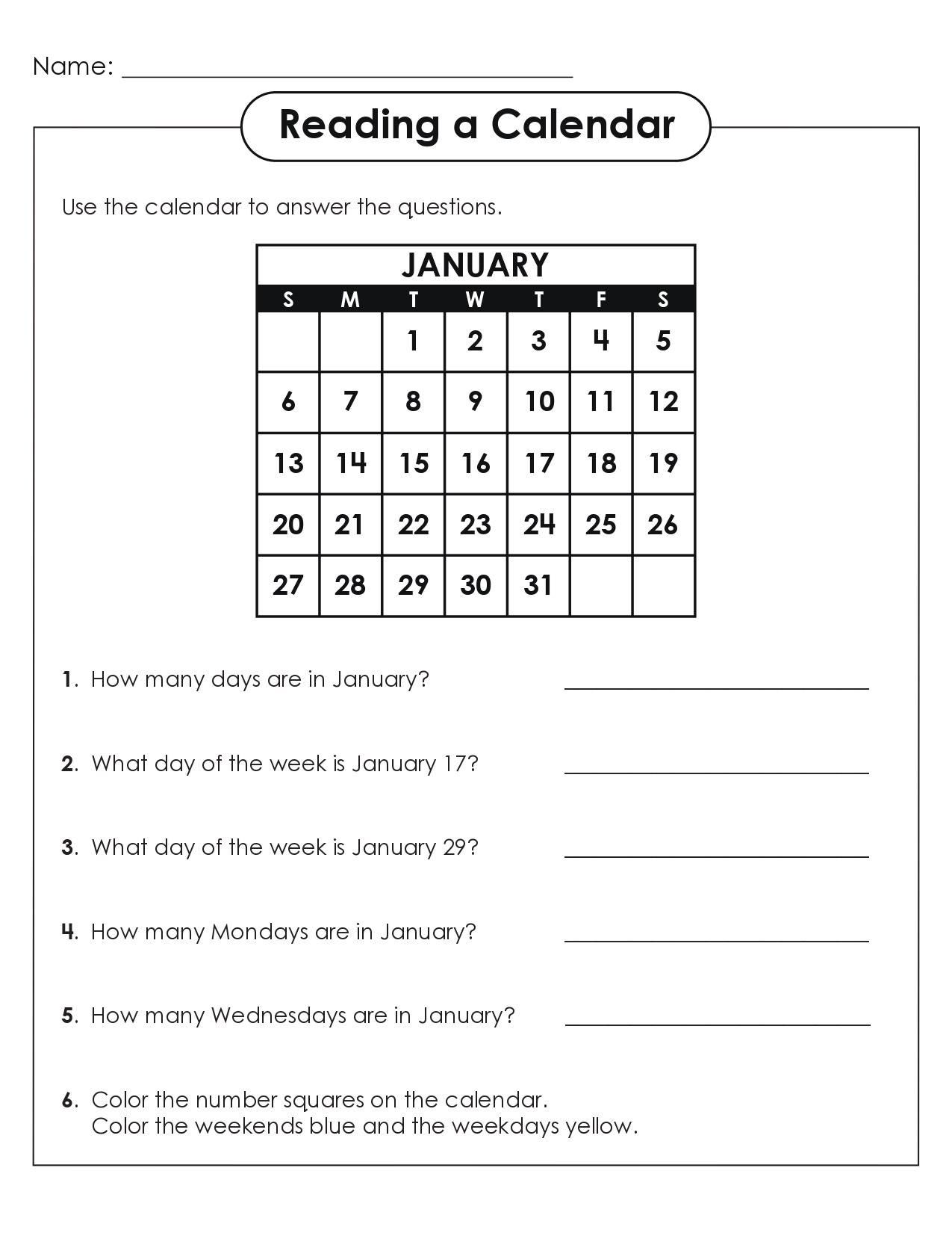 Calendar Skills and Worksheets for Students - Etsy