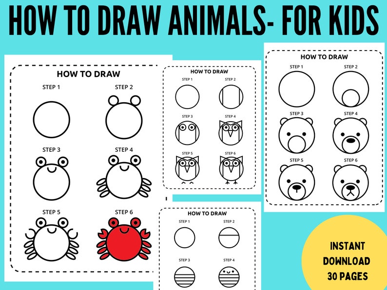 How to Draw Animals - for Kids - Etsy
