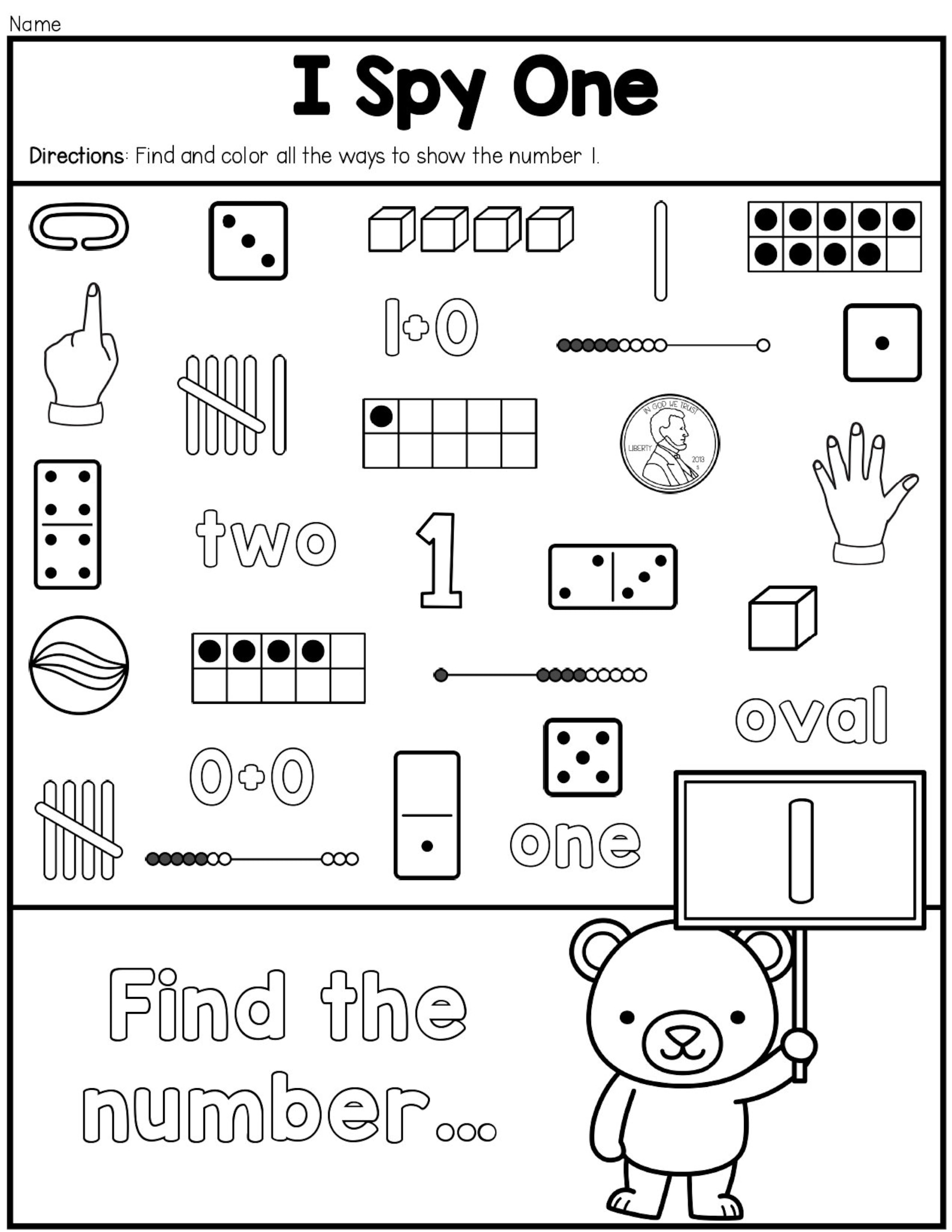 I Spy Math Printable Worksheets for Kids | K-2 - Etsy