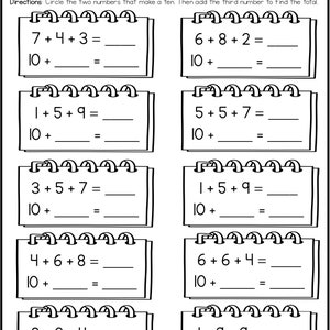 Math Packets – Adding Three Numbers - Etsy