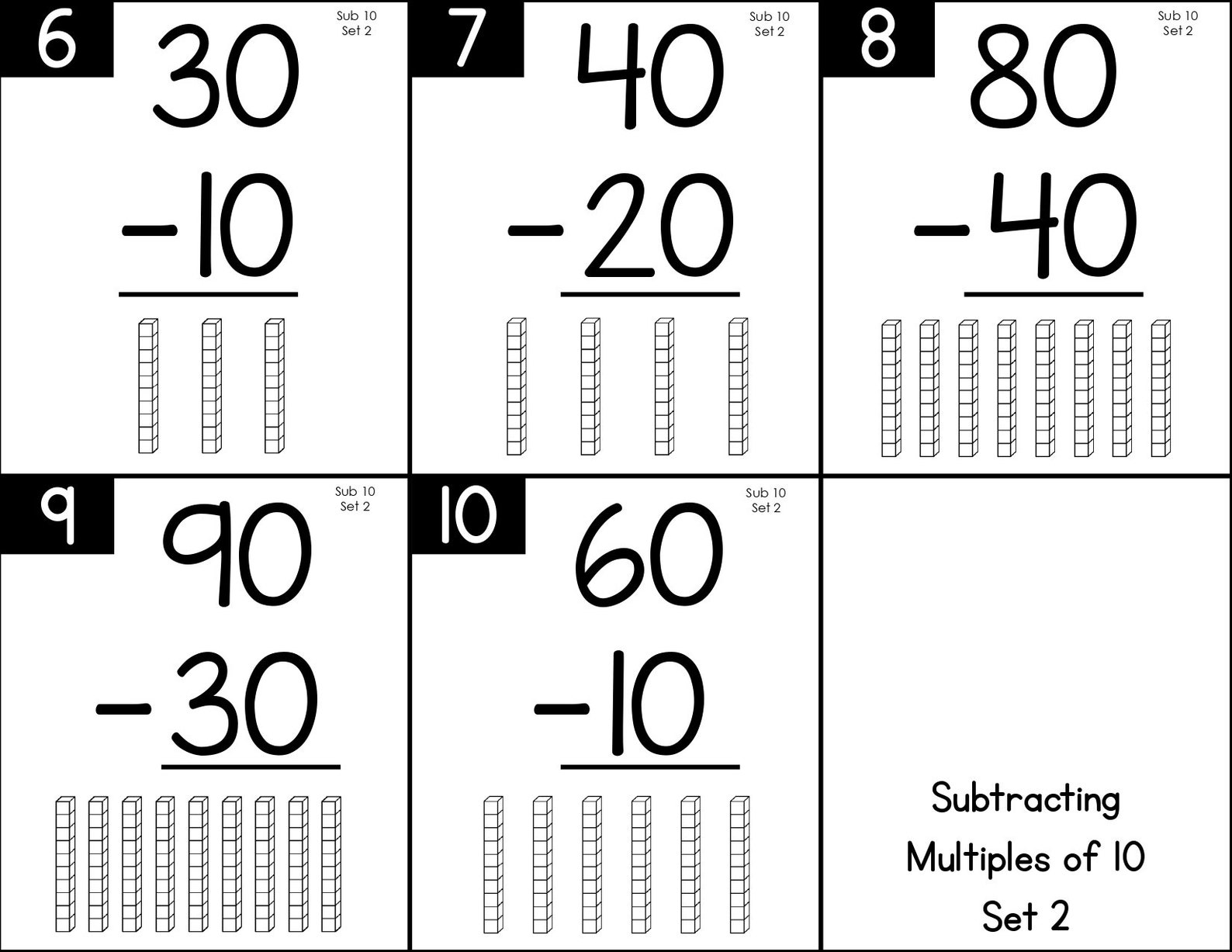 Write the Room First Grade Activity | Subtracting Multiples of 10 - Etsy