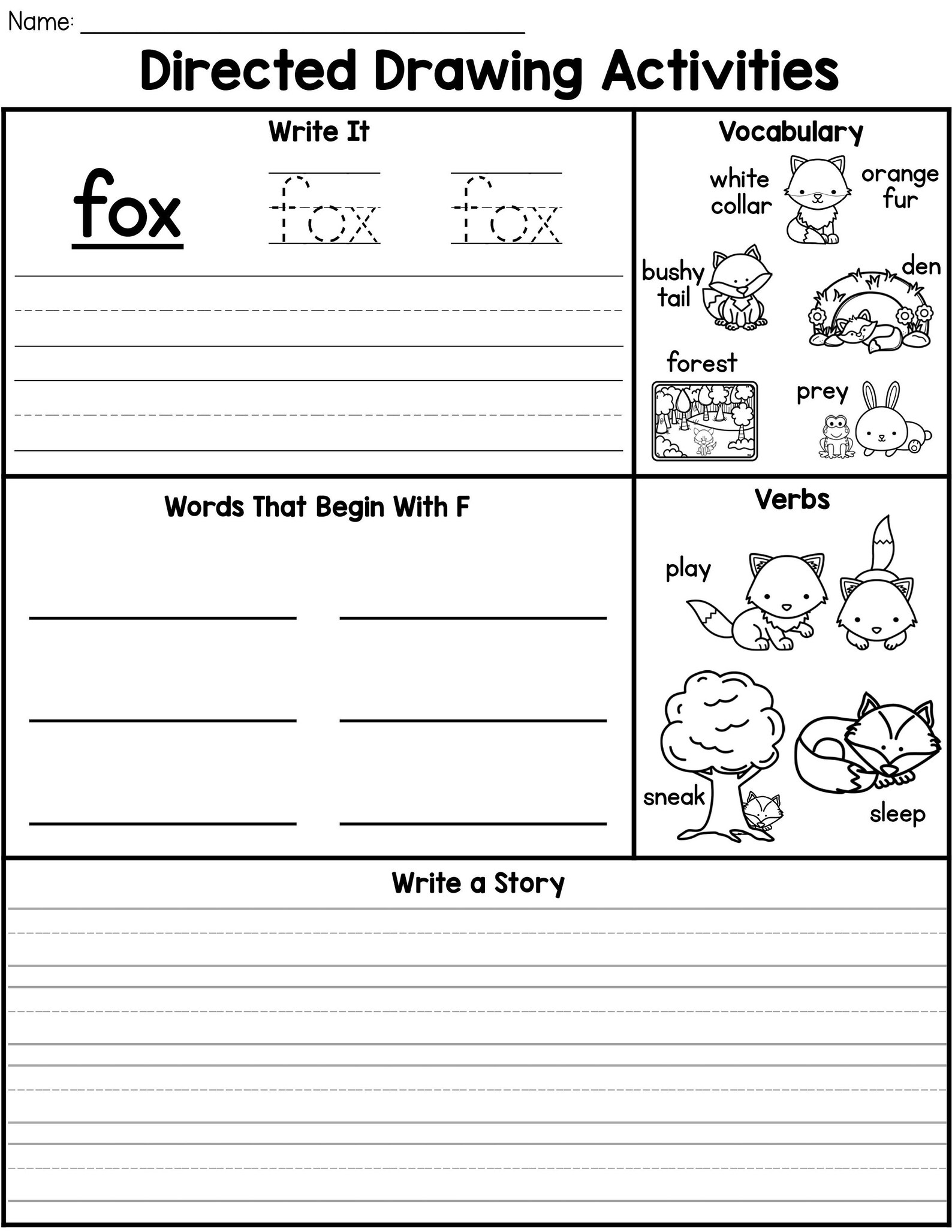 Animal Directed Drawing and Vocabulary Activity for Kids - Etsy