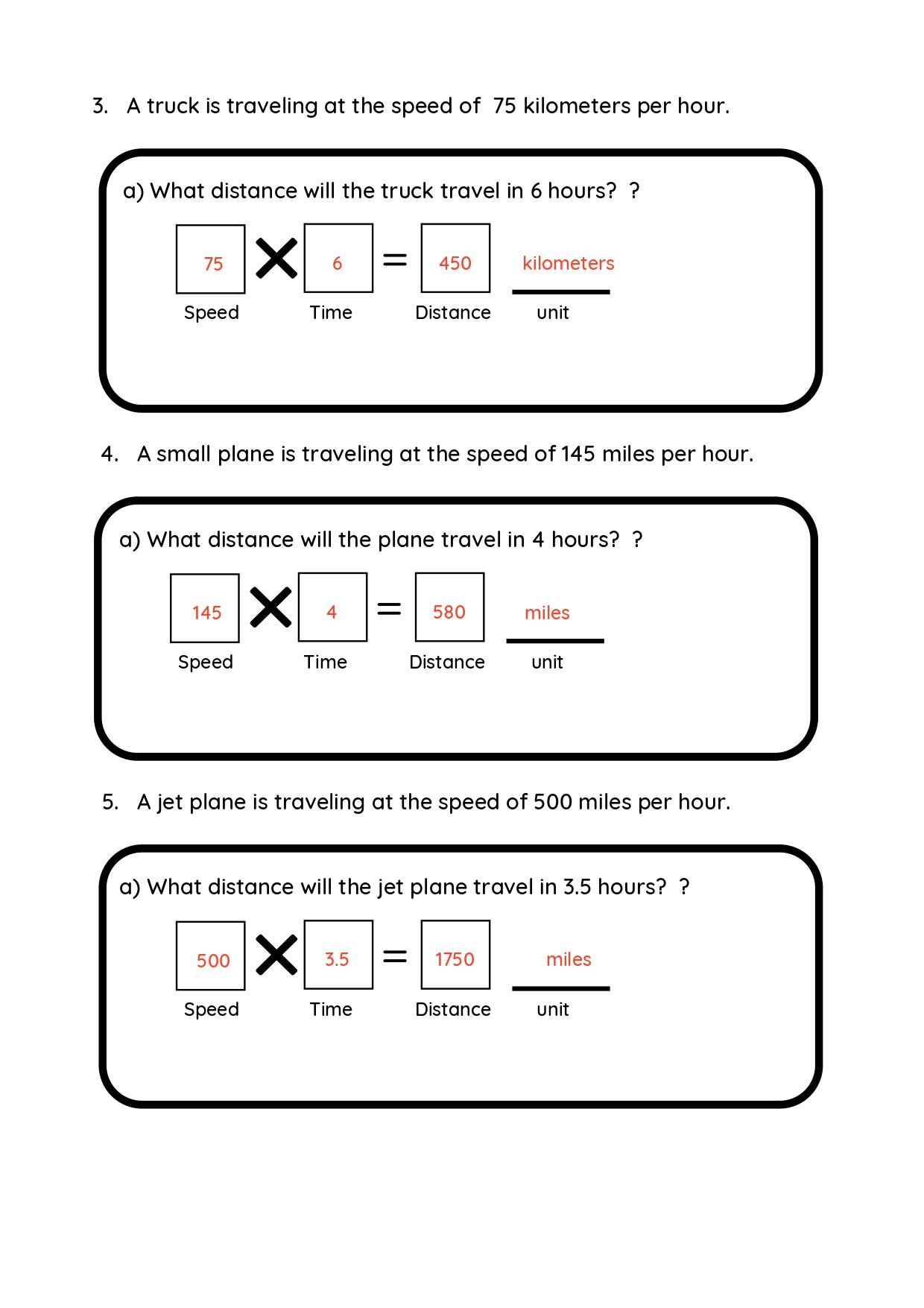 Speed, Distance, and Time Worksheets - Etsy