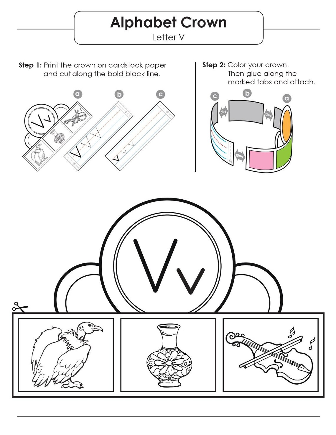 Alphabet Crowns | Trace and Color | A-Z - Etsy