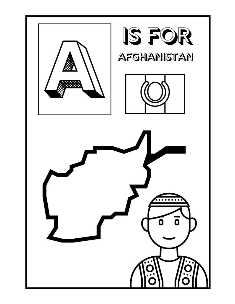 Countries Coloring Alphabet Pages | A - Z - Etsy