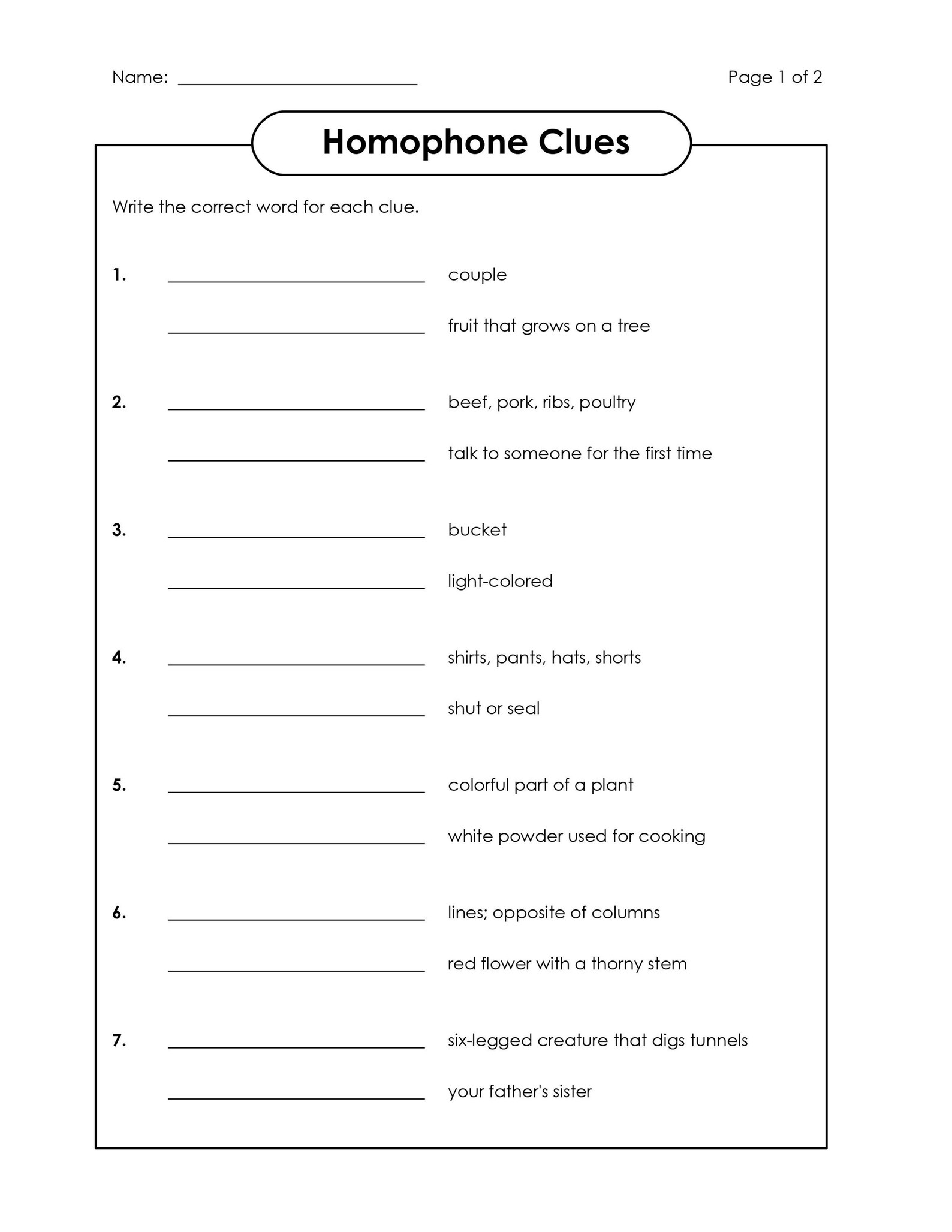 Printable Homophone Worksheets: Classroom Grammar (PDF) - Etsy