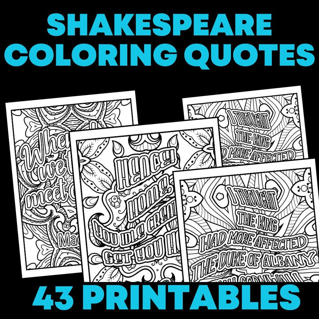 Shakespeare Coloring Pages | Quotes - Etsy
