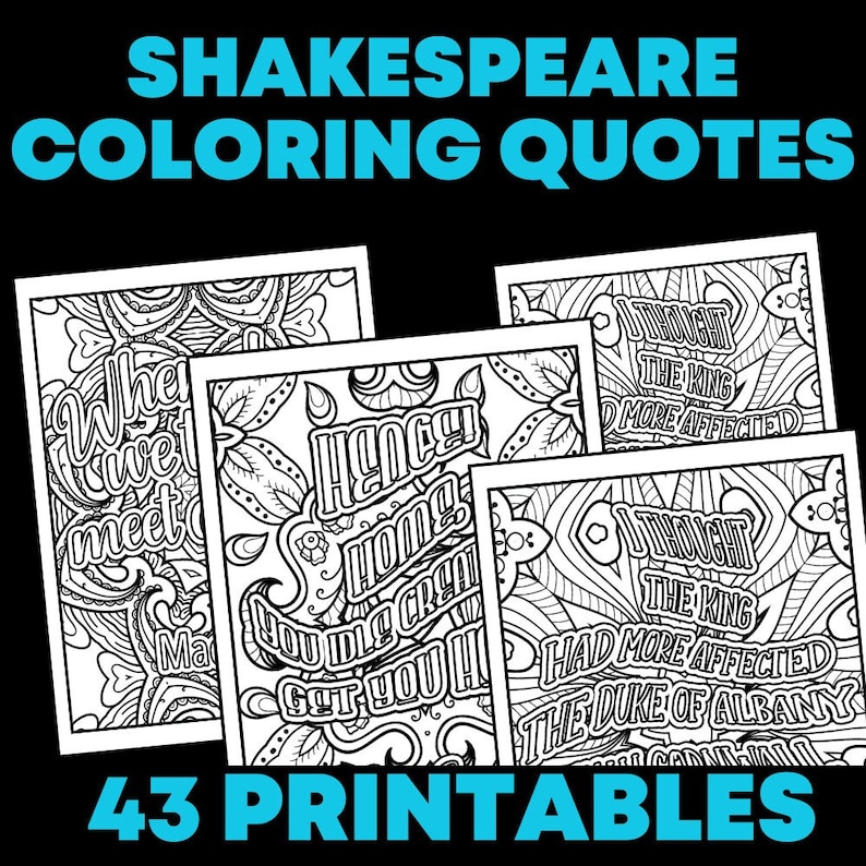 Shakespeare Coloring Pages | Quotes - Etsy