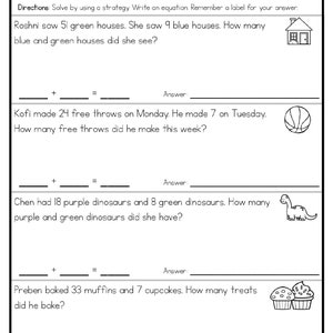 Addition and Subtraction Worksheets for First Grade - Etsy